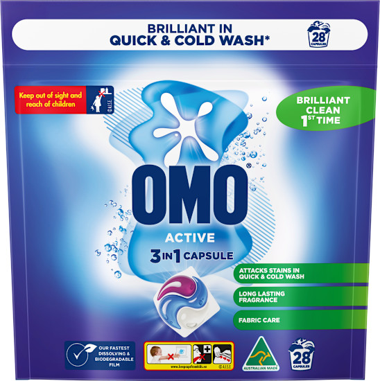 OMO ACTIVE CLEAN 3 IN 1 LAUNDRY CAPSULES | Omo